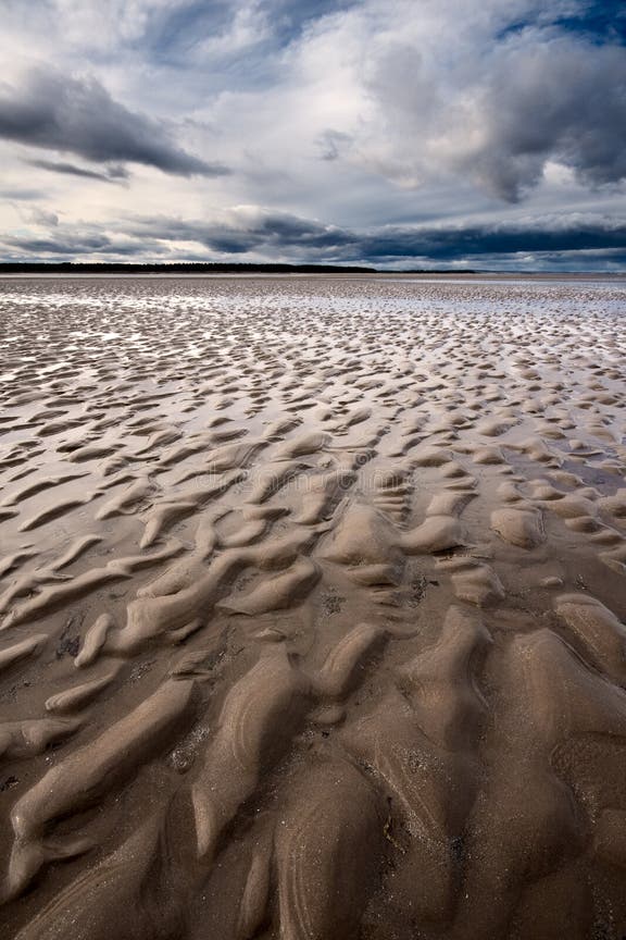 Beach Textures at Low Tide with Dramatic Sky Stock Image - Image of ...