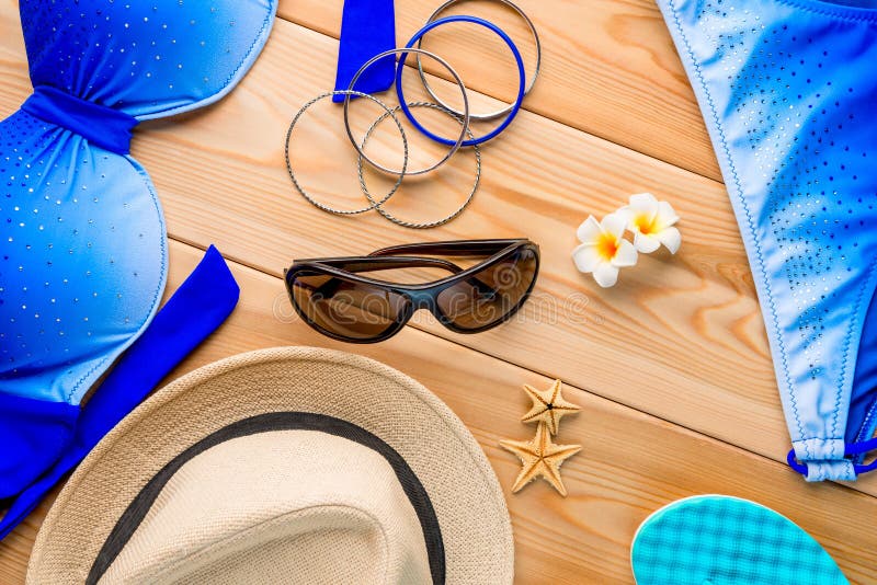 Beach Theme Objects on the Wooden Floor Stock Photo - Image of ...