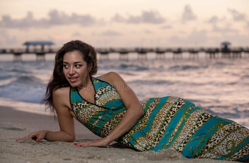 Beach Theme Shoot in Early Morning Light Stock Photo - Image of model ...