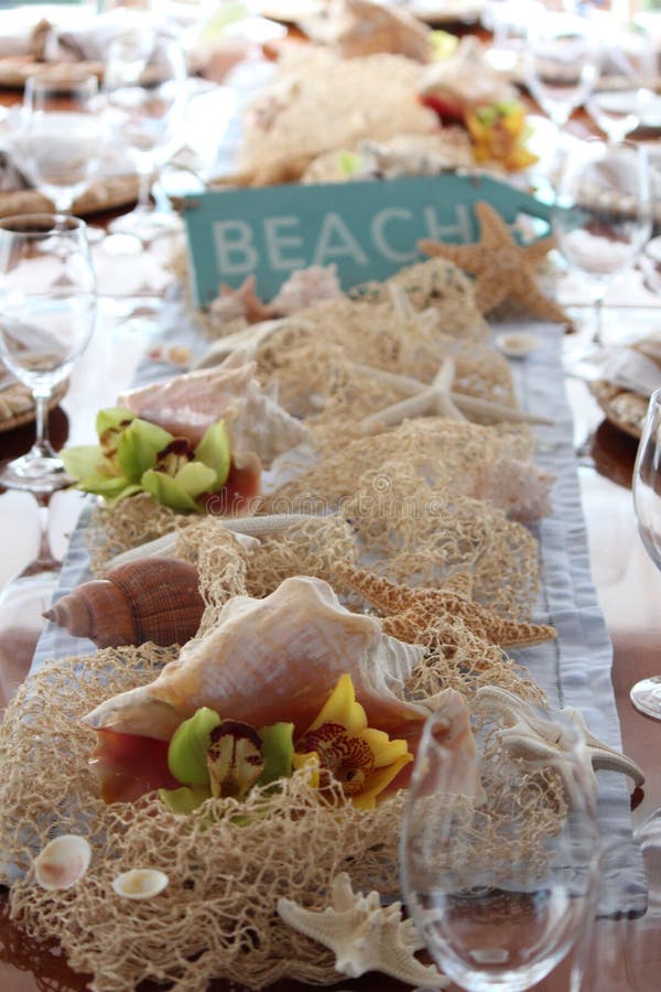 Beach Themed Decor for a Table Setting. Stock Image - Image of themed ...