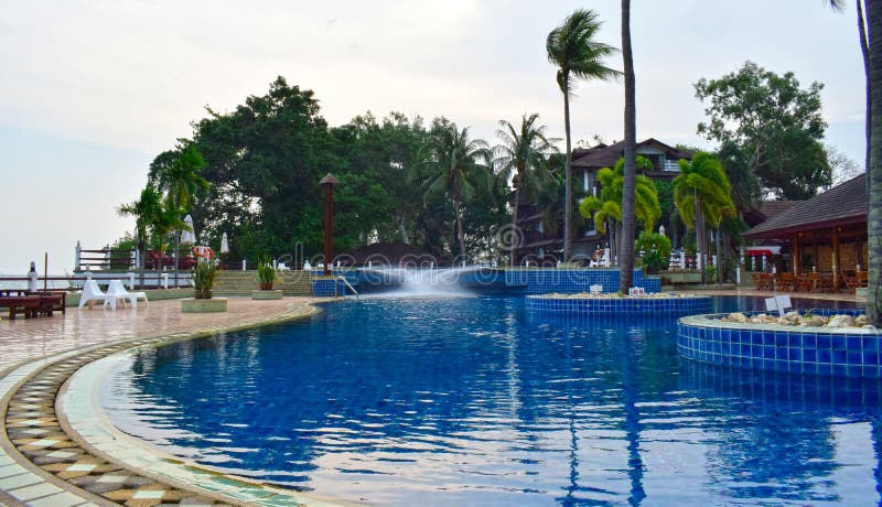 At the Beach There is a Beautiful Seaside Pool and a View Stock Photo ...