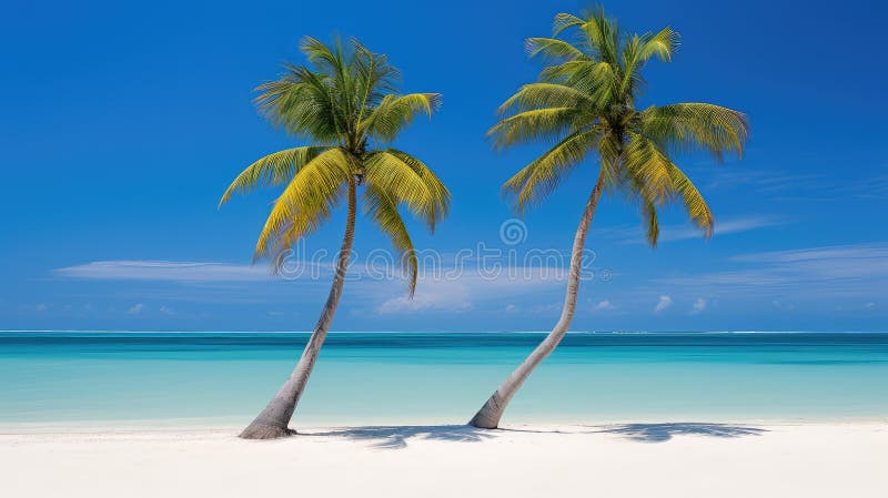 Beach three trees stock illustration. Illustration of tropical - 372703108
