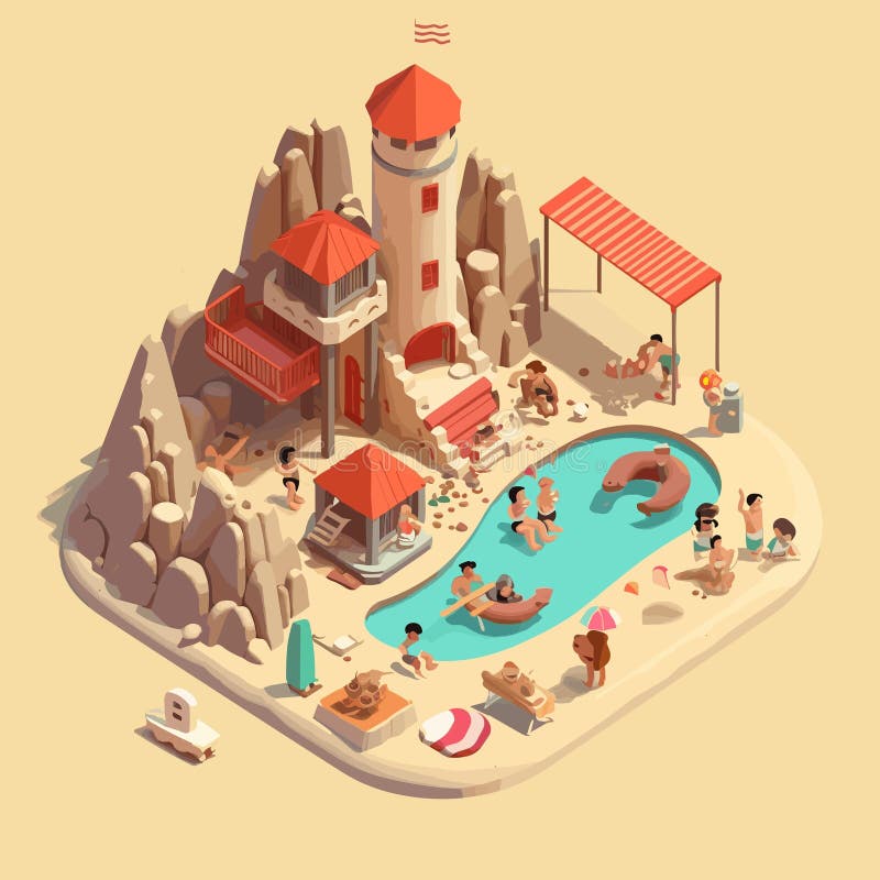 Beach Tile Isometric Vector Illustration Illustration Stock Vector ...