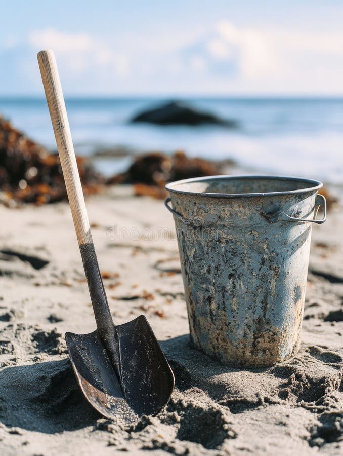Beach Tools - Shovel and Bucket Set Stock Image - Image of generated ...