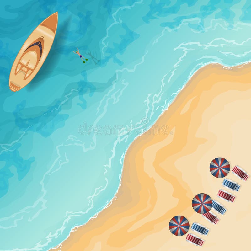 Top view sea beach stock illustration. Illustration of palm - 165741129