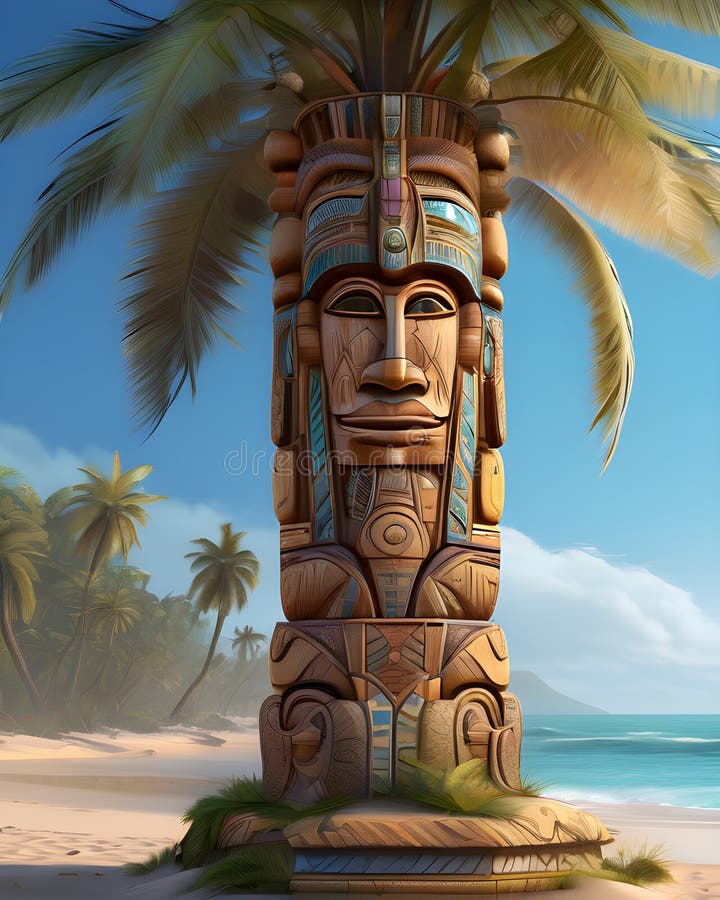 Beach Totem Pole stock illustration. Illustration of mythology - 293161112