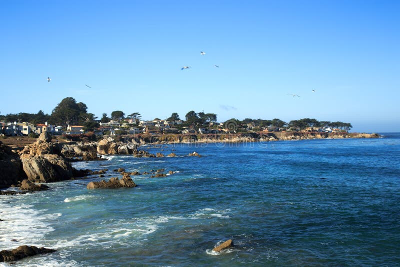 Beach town stock image. Image of town, rocks, coastal - 53520165