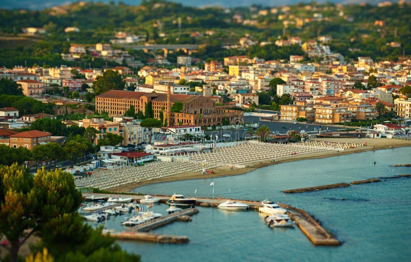 Beach and the Town of Scauri Stock Image - Image of drone, lagoon ...