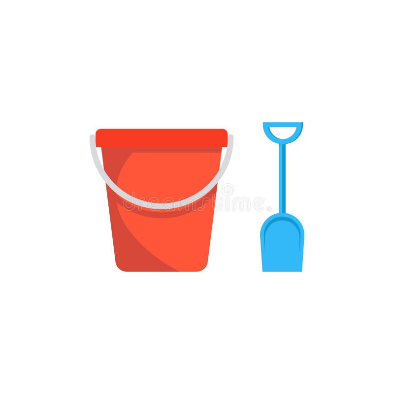 Beach toys pail and shovel stock vector. Illustration of flat - 194350476