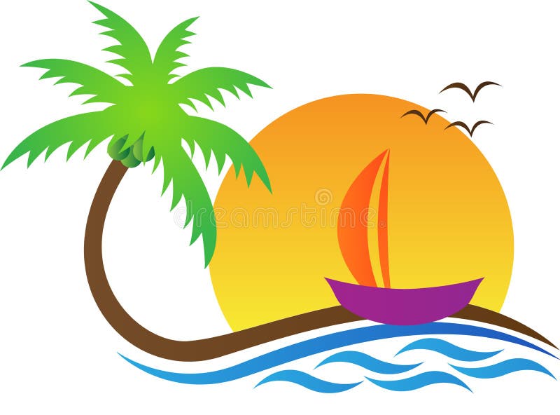 Beach with tree stock vector. Illustration of clipart - 49994738