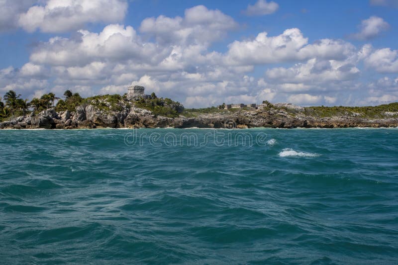Beach by Tulum Ruins, Quitanaroo Roo, Mexico Stock Image - Image of ...
