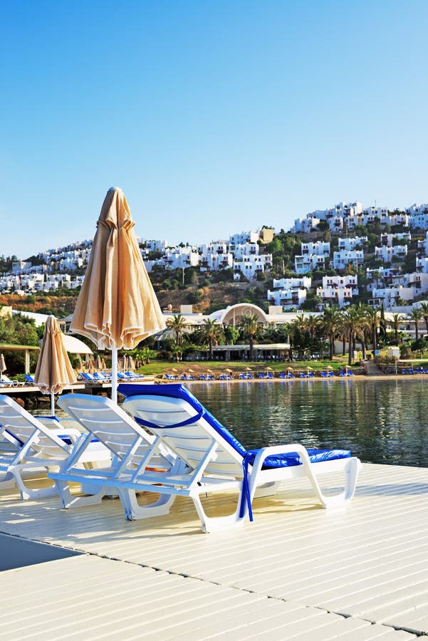Beach on Turkish resort stock photo. Image of turquoise - 43685496
