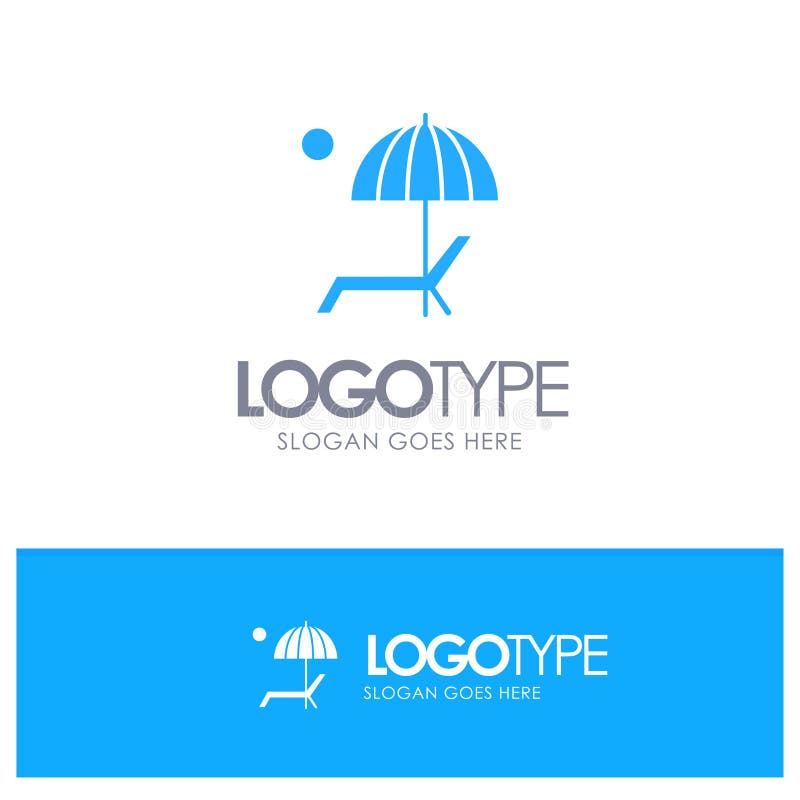 Beach, Umbrella, Bench, Enjoy, Summer Blue Solid Logo with Place for ...