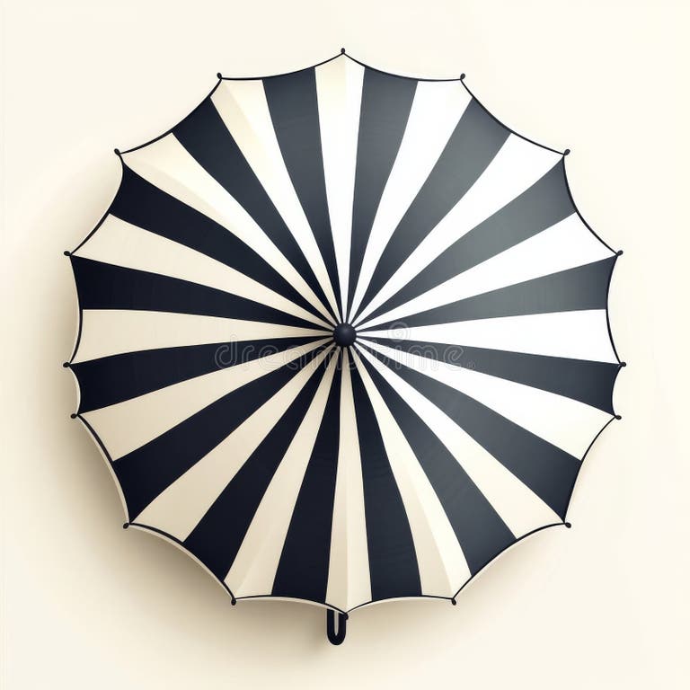 A Beach Umbrella with Bold Black and White Alternating Stripes is ...