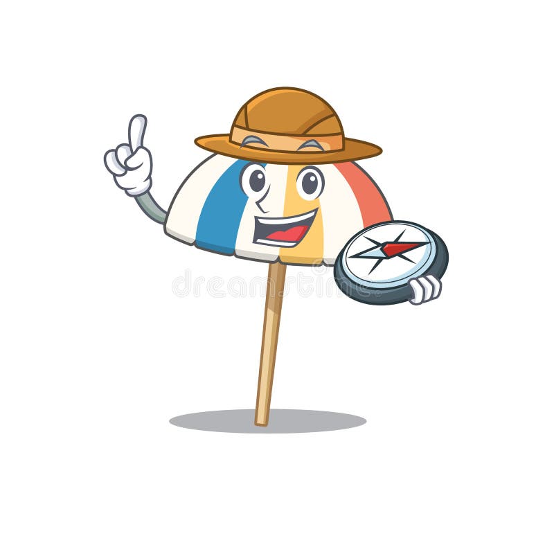 Beach Umbrella an Experienced Explorer with a Compass Stock Vector ...