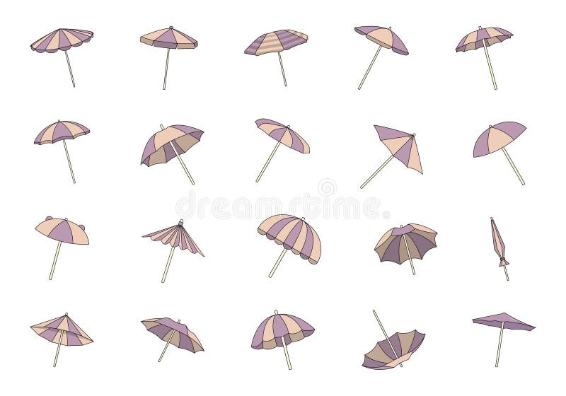Beach Umbrella Icon Element Set Stock Vector - Illustration of white, holiday: 365979366