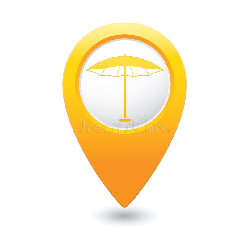 Beach Umbrella Icon on Map Pointer Stock Vector - Illustration of ...