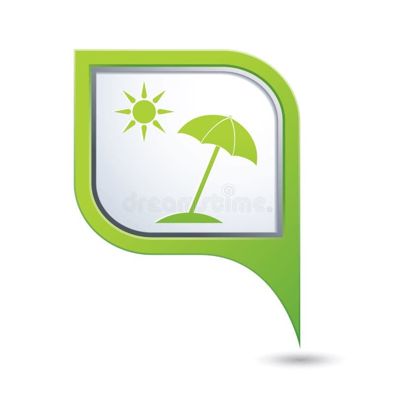 Beach Umbrella Icon on Map Pointer Stock Vector - Illustration of guide ...