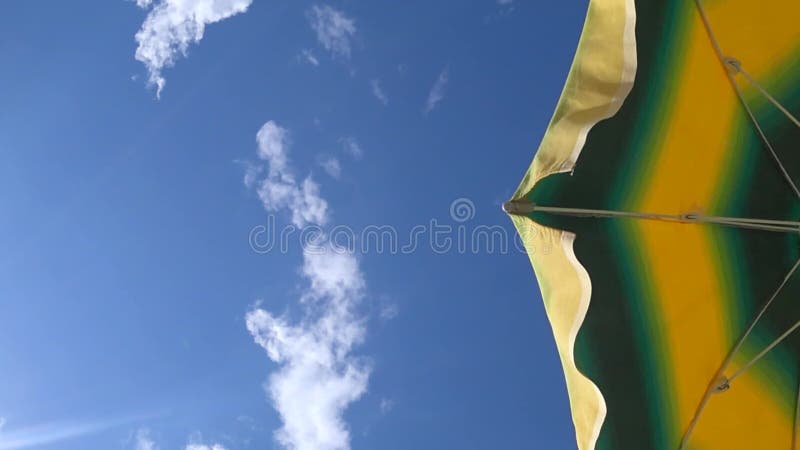 Detail of the Panel of the Umbrella Open Under the Sky. Stock Video ...