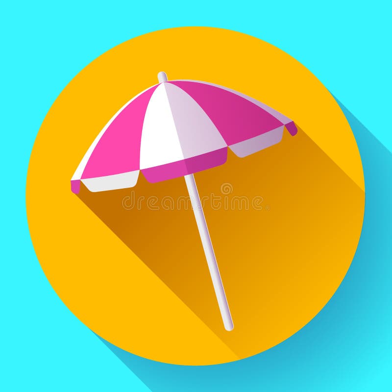 Beach Umbrella, Top View Icon. Vector. Flat Design Style. Stock Vector ...