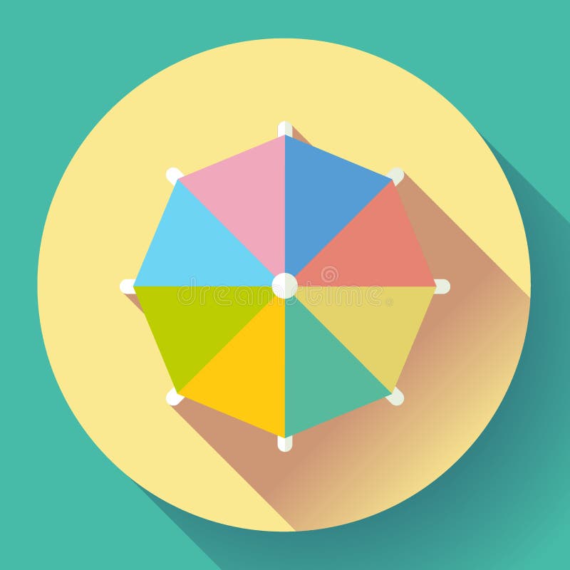 Beach Umbrella, Top View Icon. Vector. Flat Design Style. Stock Vector ...