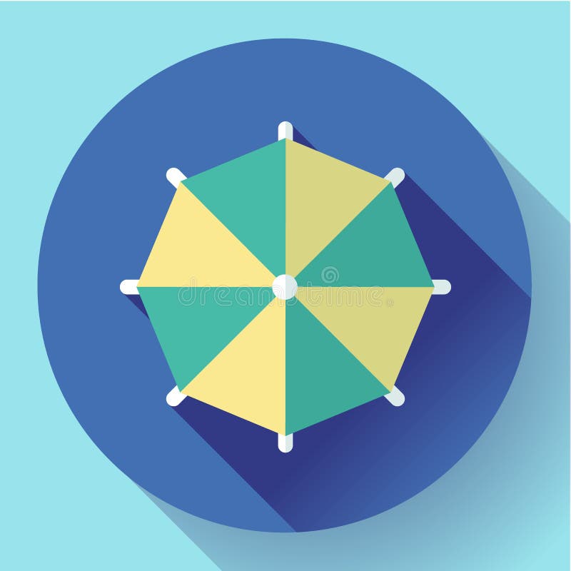 Beach Umbrella, Top View Icon. Vector. Flat Design Style. Stock Vector ...
