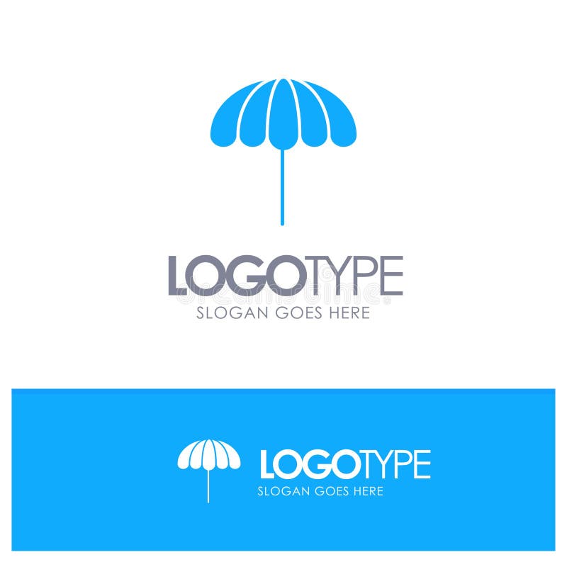 Beach, Umbrella, Weather, Wet Blue Solid Logo with Place for Tagline ...