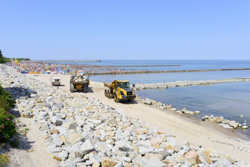 The Beach Under Construction. Editorial Photography - Image of coast ...