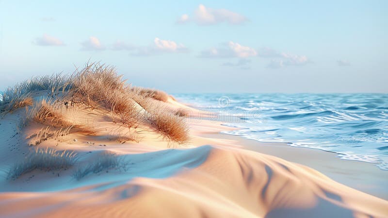 A Beach with Undulating Sand Dunes Sculpted by the Wind, Casting Long ...