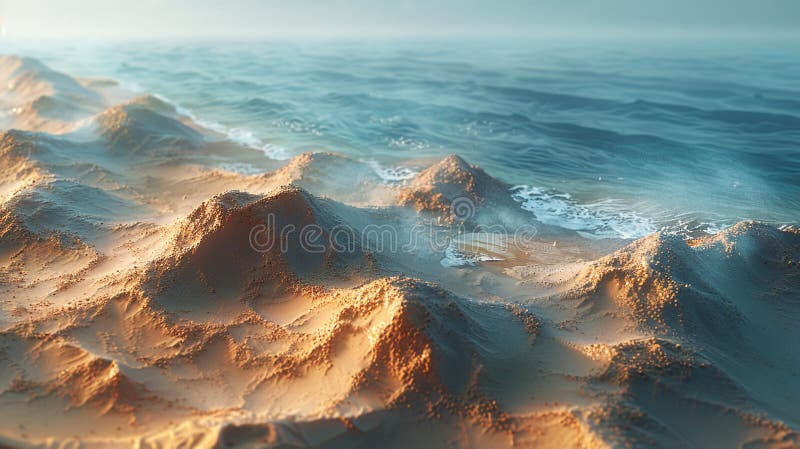 A Beach with Undulating Sand Dunes Sculpted by the Wind, Casting Long ...
