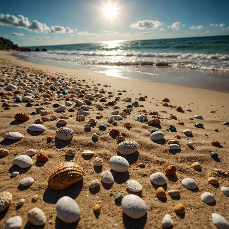 The Beach of a Vacation Destination. on the Beach: Sea Stones, Starfish ...