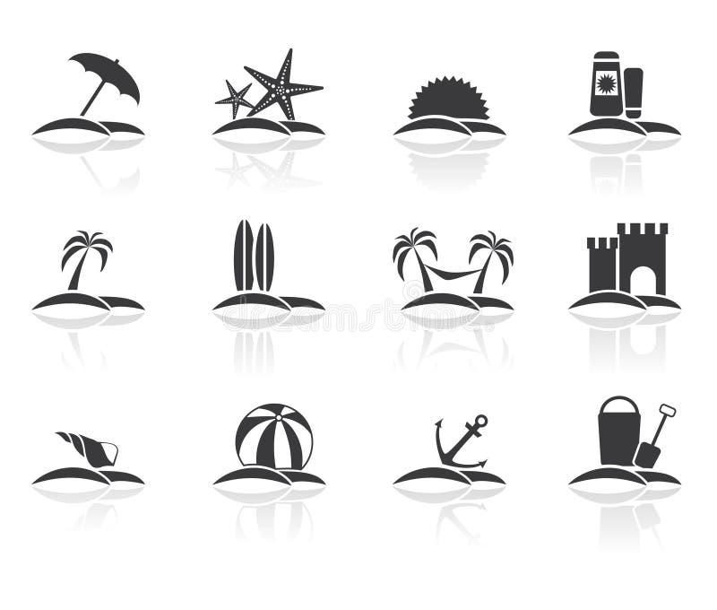 Beach vacation icons set stock vector. Illustration of travel - 56884654
