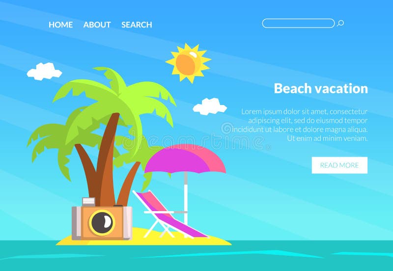 Beach Vacation Landing Page Template, Summer Travel Website Interface ...