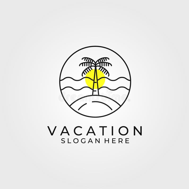Beach or Vacation Logo Line Art Vector Design Stock Vector ...
