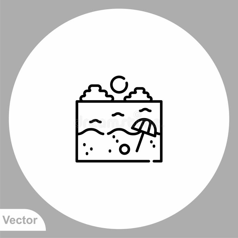Beach Vector Icon Sign Symbol Stock Illustration - Illustration of ...