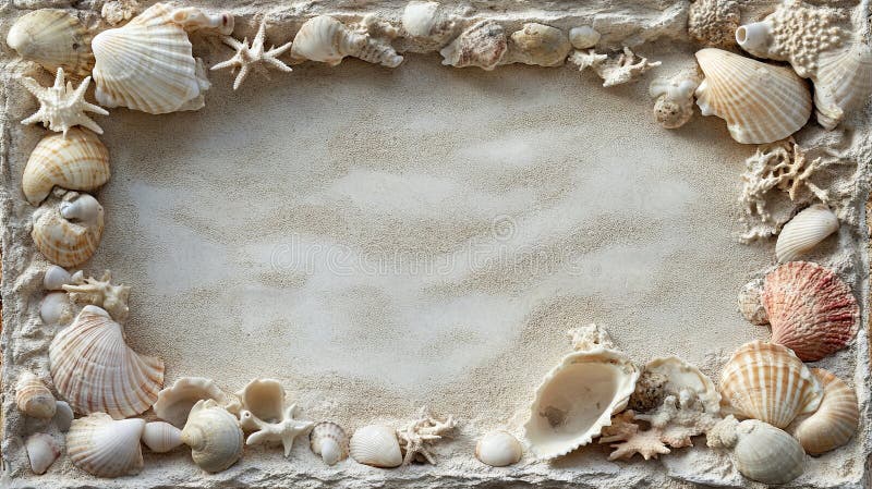 Beach Vibes: a Frame Made of Seashells and Coral Fragments on a Sandy ...