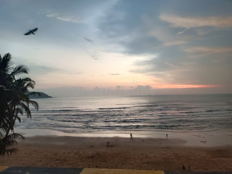 Beach View of Goa India Sunset Stock Image - Image of horizon, evening ...