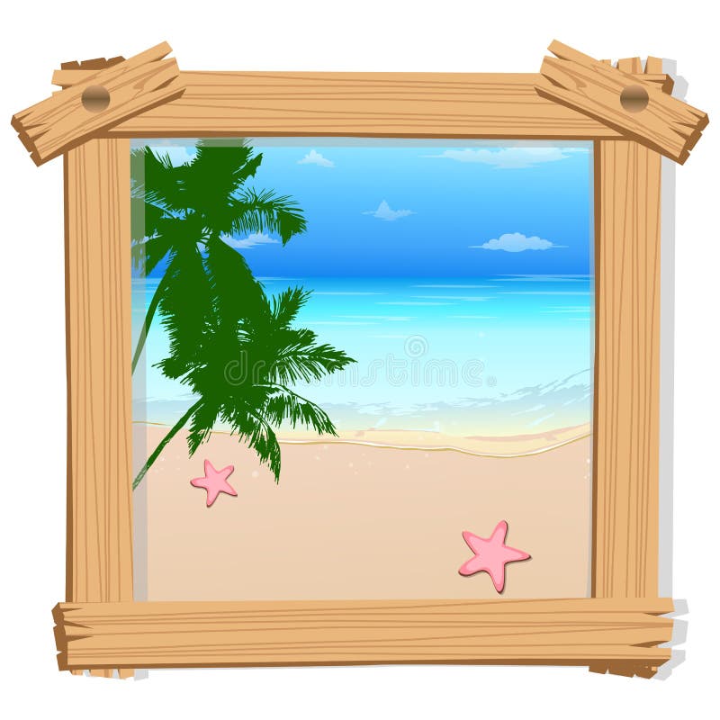 Beach view in photo frame stock illustration. Illustration of graphic ...