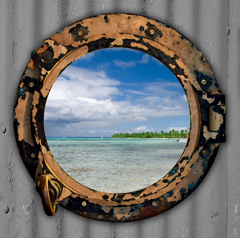 Beach view port hole. stock photo. Image of hatch, hole - 25362454