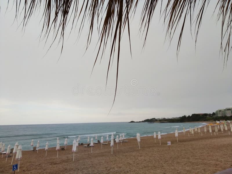Beach View. Rainy Day. Summer Storm. Blurred Stock Image - Image of ...