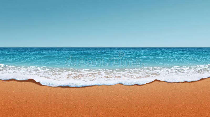 Beach View with Sand and Ocean Waves Stock Illustration - Illustration ...