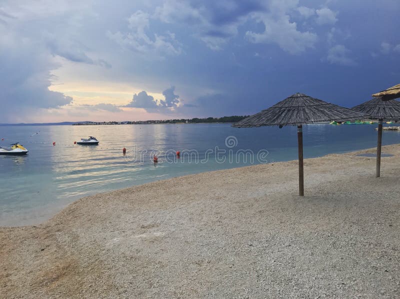 Sea Landscape with Mountains on Background at Sunset, Vir Island Stock ...