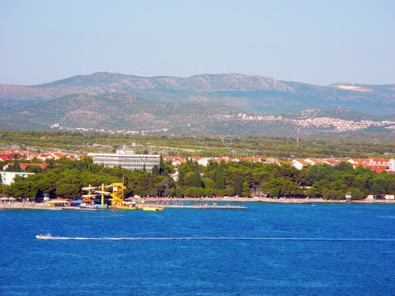 Beach in Vodice, Croatia. stock photo. Image of blue - 80984492