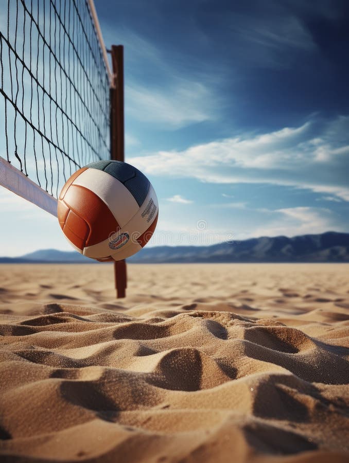 Beach Volleyball Net and Ball on Sand Stock Image - Image of team ...