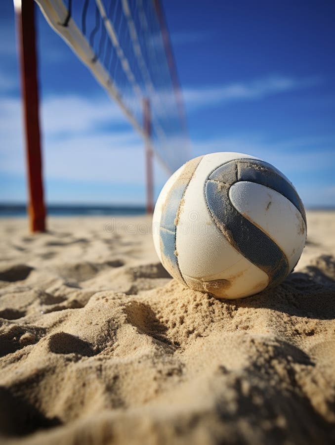 Beach Volleyball Net and Ball on Sand Stock Image - Image of leisure ...