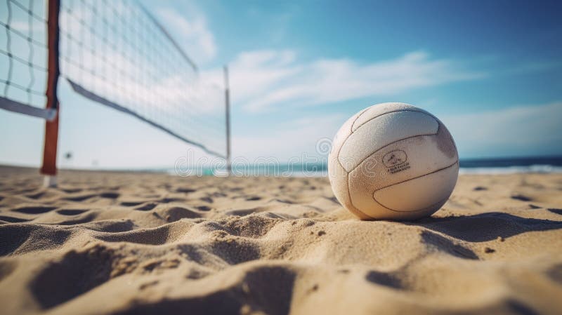 Beach Volleyball Net and Ball on Sand Stock Photo - Image of golf ...