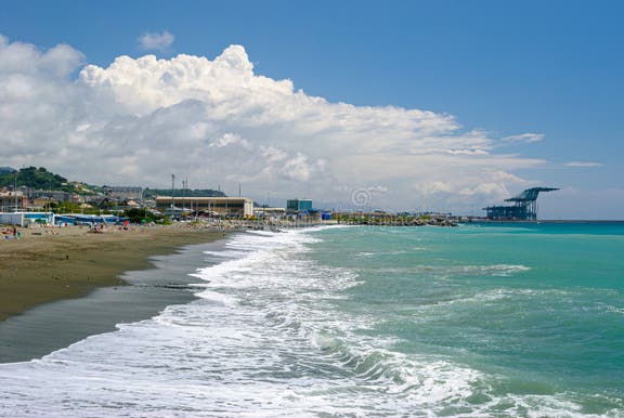The Beach of Voltri, in the Western Part of Genoa Stock Photo - Image ...
