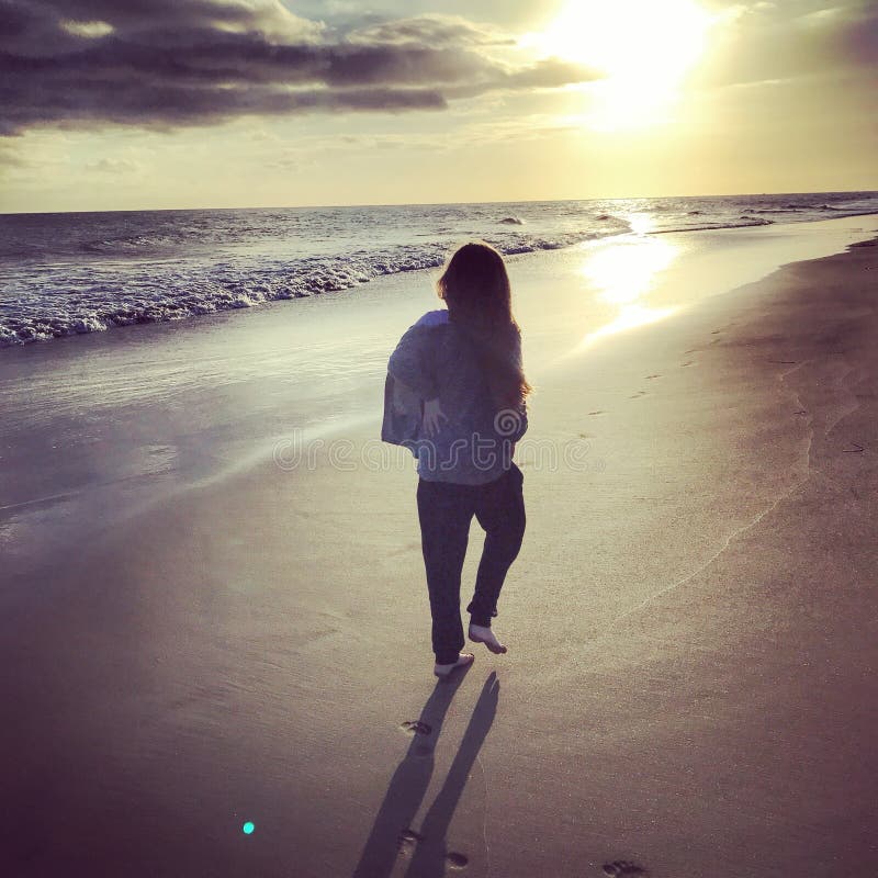 Beach Walk stock image. Image of girl, beach, sand, walk - 122948449