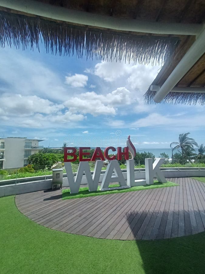 Beach Walk with View Kuta Beach Stock Image - Image of park, vacation ...