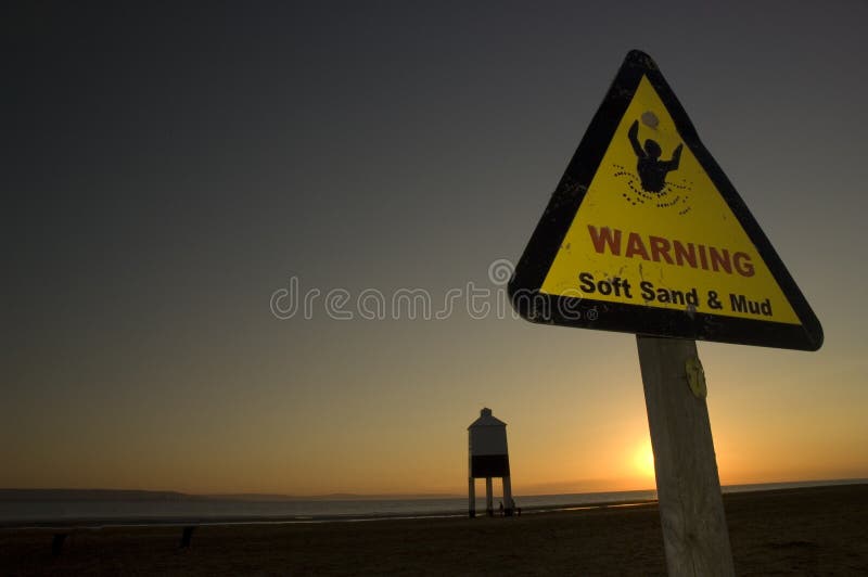 Danger Sinking Mud Sign, Sand Point Beach England Uk Stock Image ...